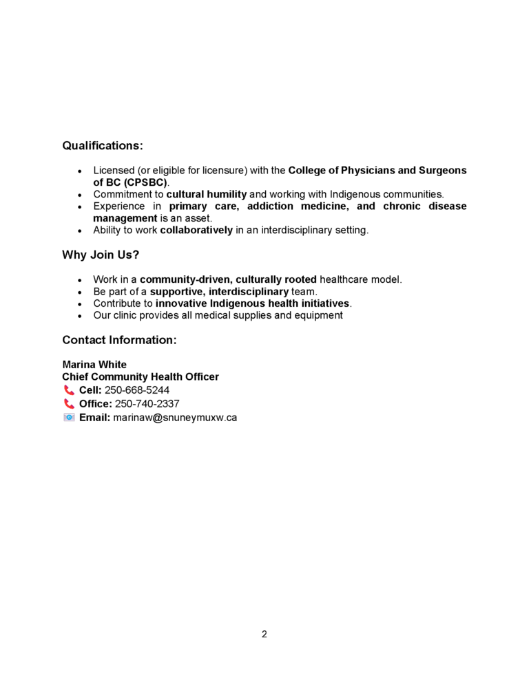 Snuneymuxw Hulit Lelum - Health Centre - Snuneymuxw First Nation